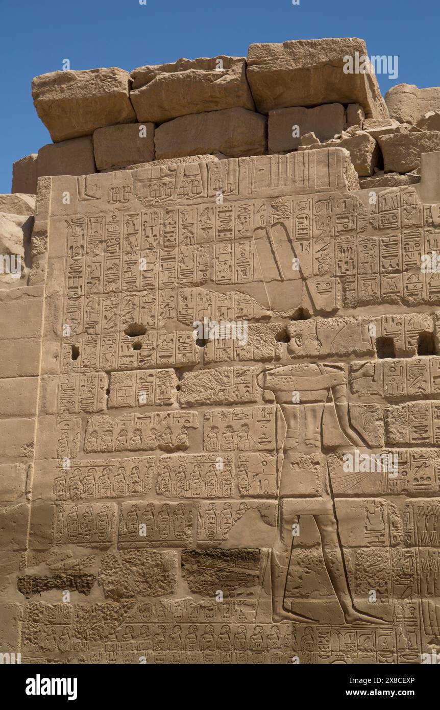 Bas-relief of God Amun with Hieroglyiphics, Karnak Temple, Luxor, Egypt ...