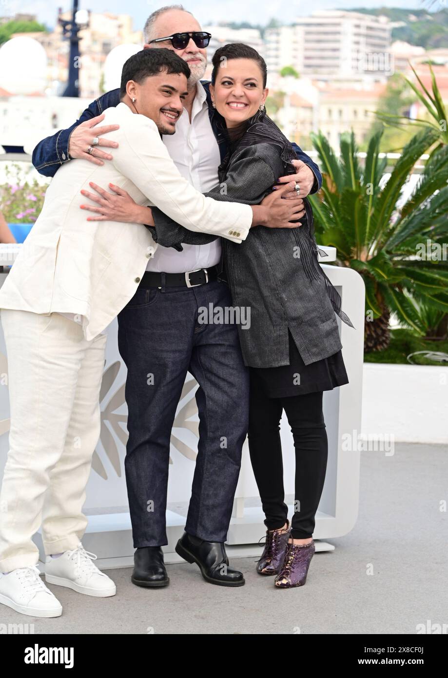 Iago Xavier, Karim Aïnouz, Nataly Rocha Photocall of the film "Motel ...