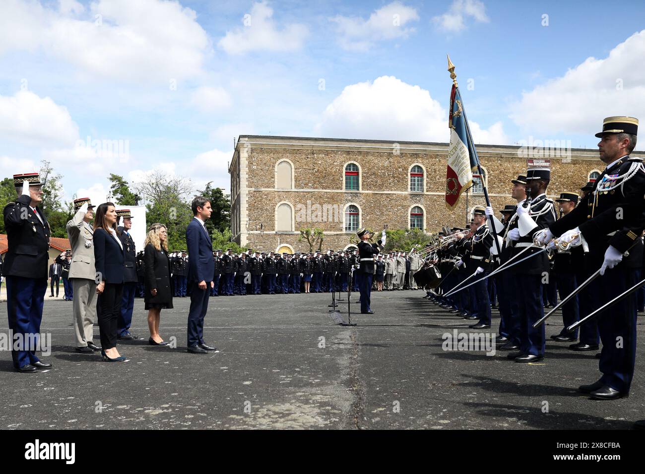 French Prime Minister Gabriel Attal during a military funeral ceremony ...