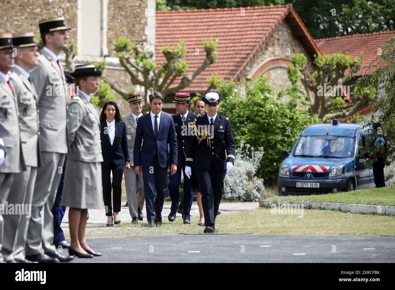 French Prime Minister Gabriel Attal during a military funeral ceremony ...
