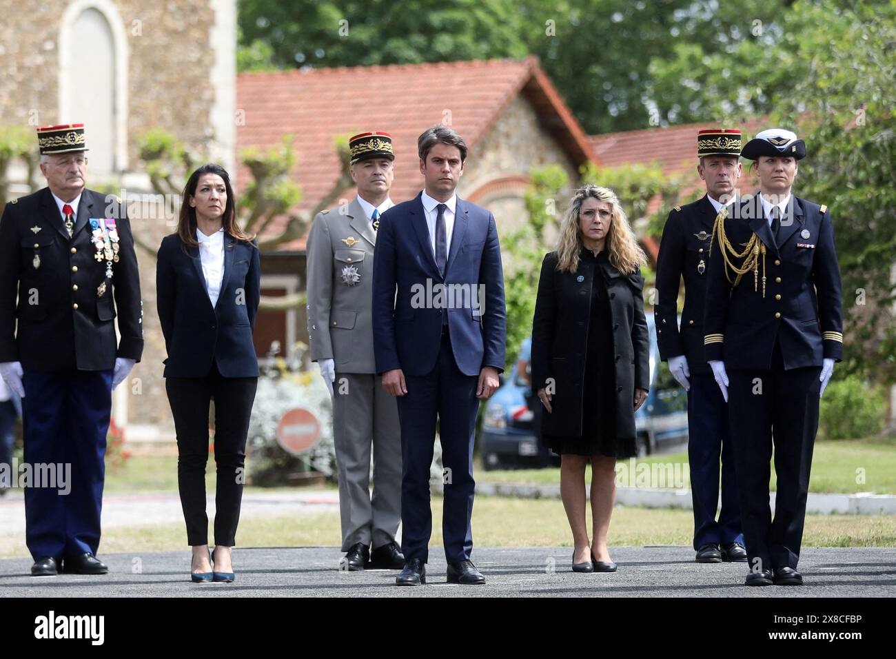 French Prime Minister Gabriel Attal during a military funeral ceremony ...