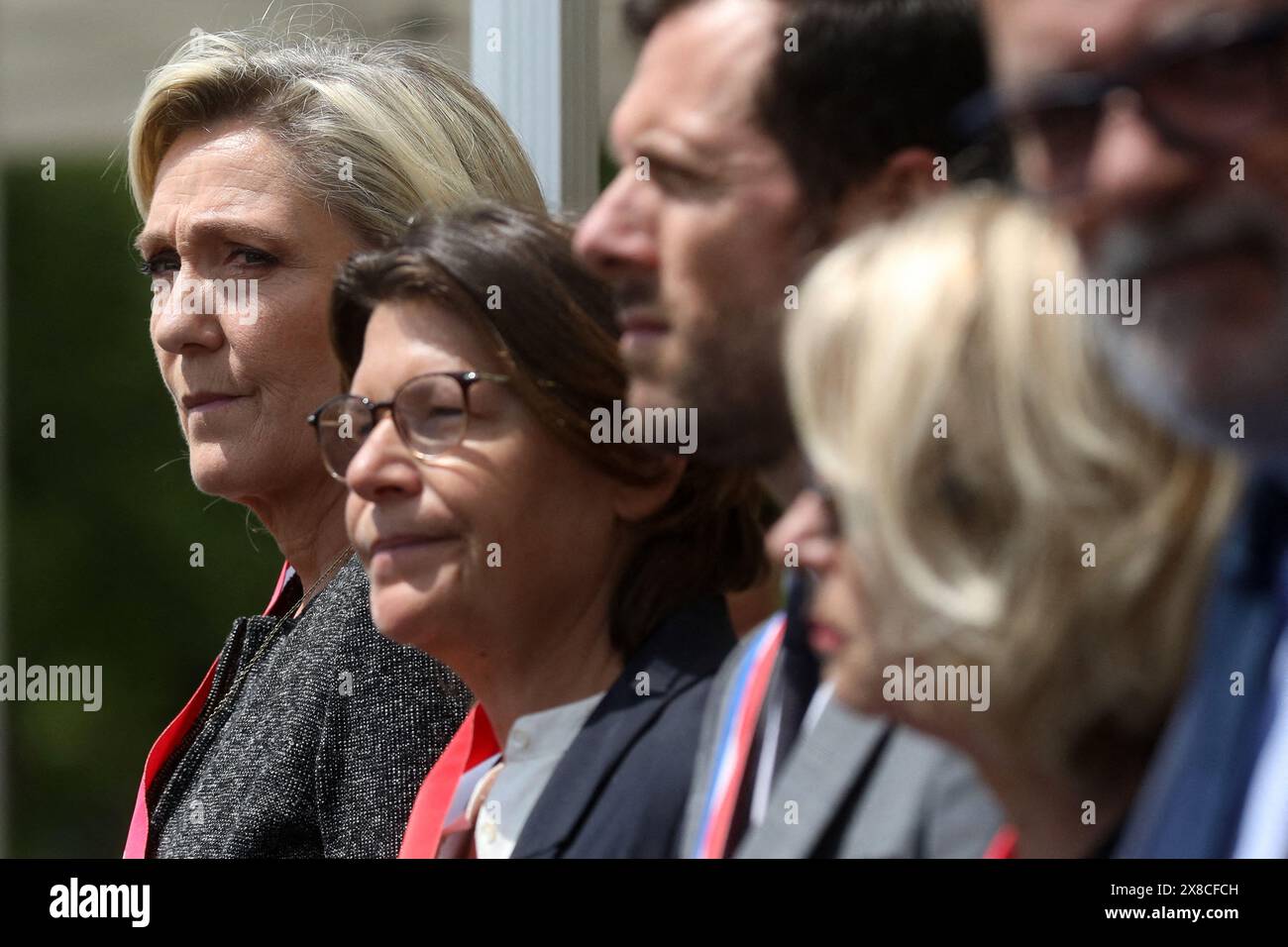 Marine Le Pen during a military funeral ceremony at the Fort de ...