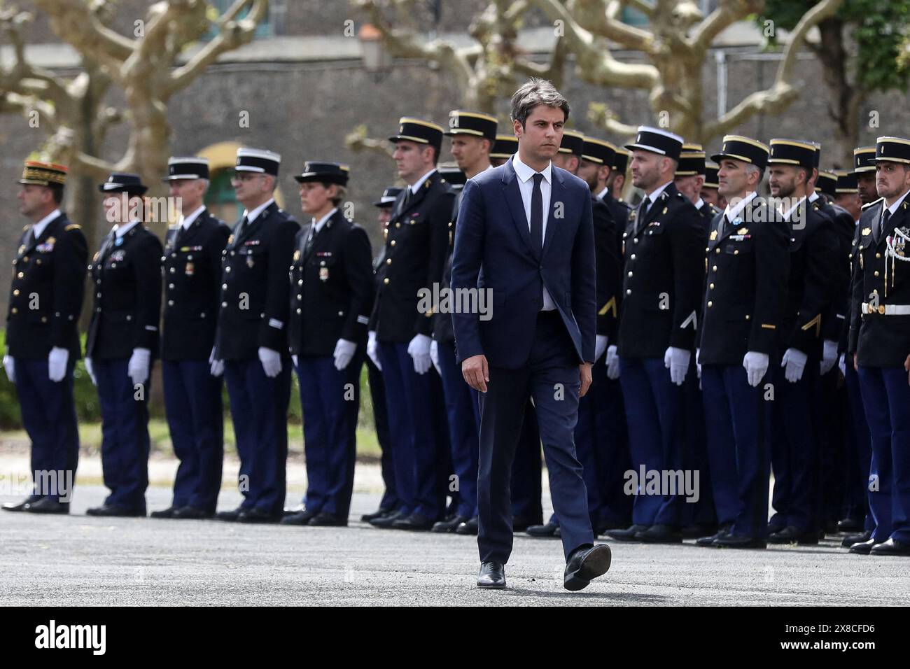 French Prime Minister Gabriel Attal during a military funeral ceremony ...