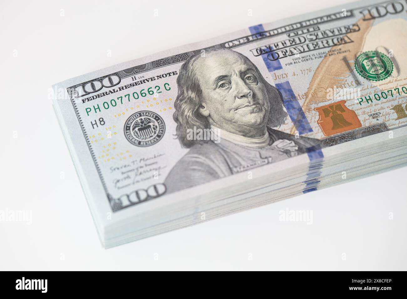 Pile of US 100 dollar banknotes for design purpose Stock Photo - Alamy