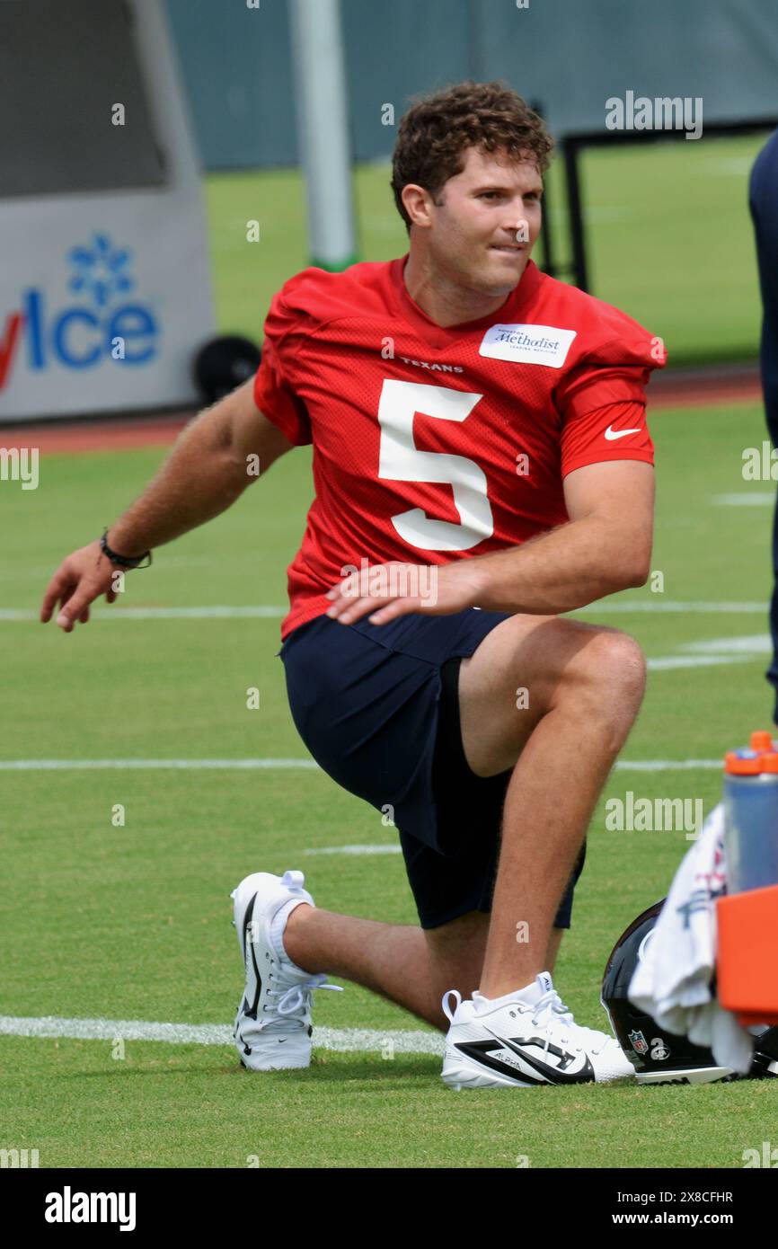 Houston Texan rookie Davis Brin, getting in some stretching during ...