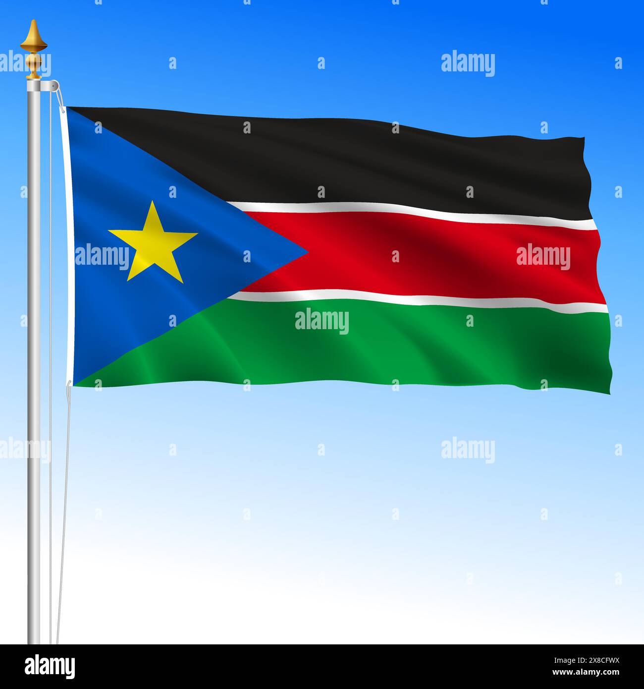 Waving south sudanese flag Stock Vector Images - Alamy