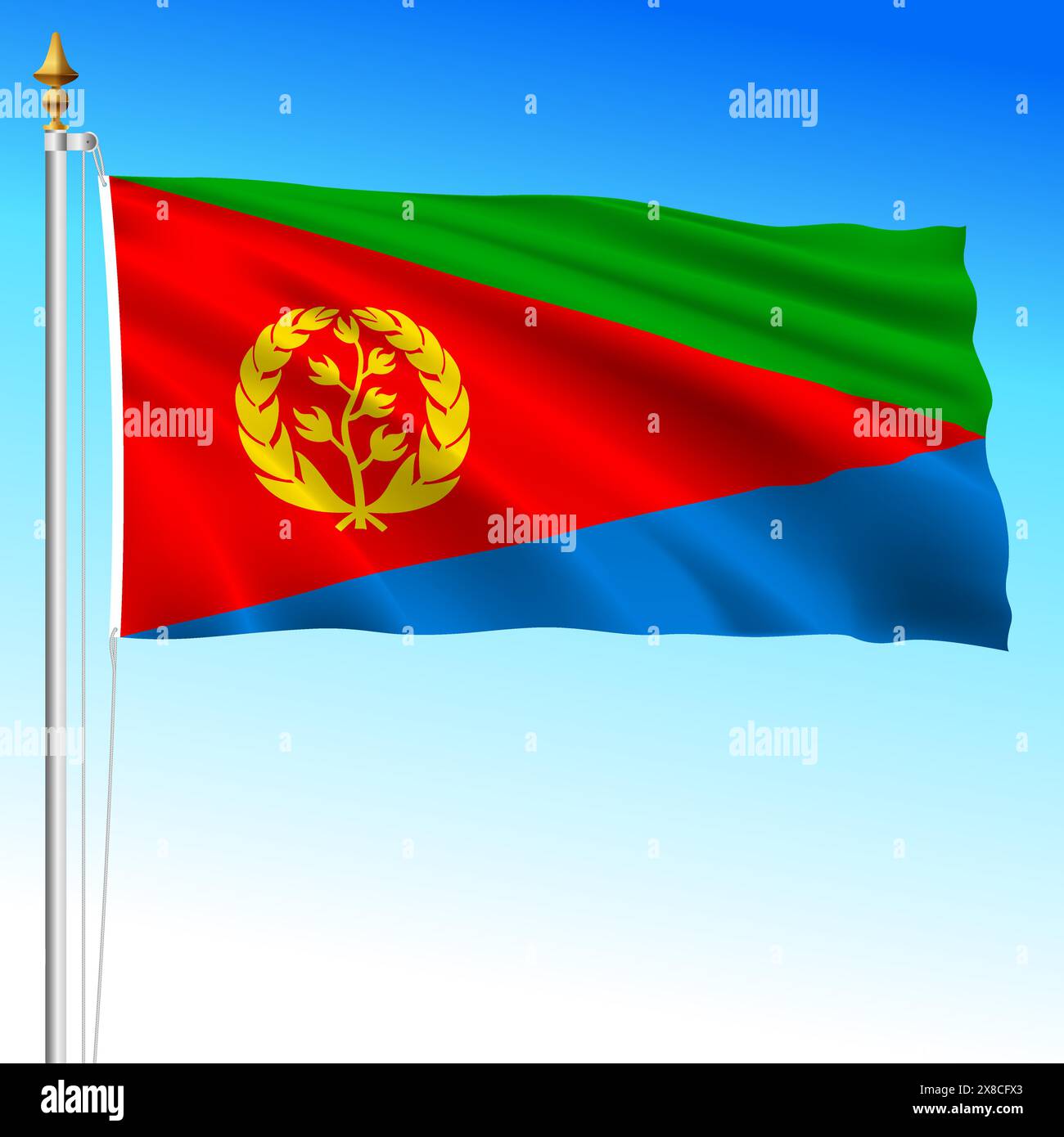 Eritrea, official national waving flag, african country, vector ... Eritrea, official national waving flag, african country, vector ...