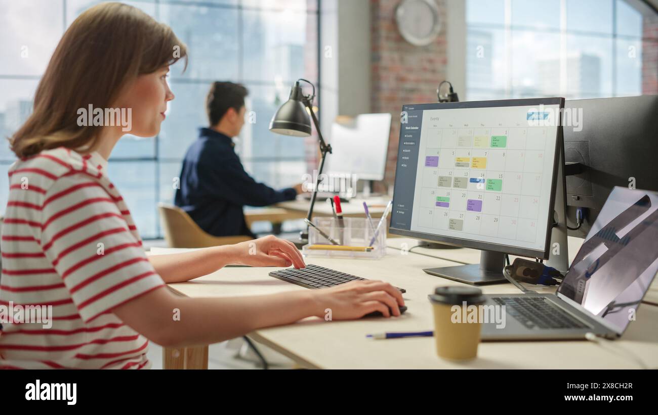 Medium shot computer monitor woman hi-res stock photography and images ...