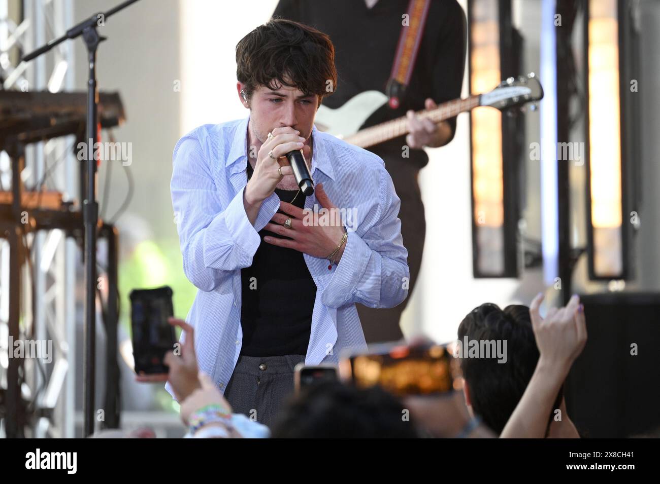 New York, USA. 24th May, 2024. Dylan Minnette of the 'Wallows' performs on NBC's 'Today' show at ...
