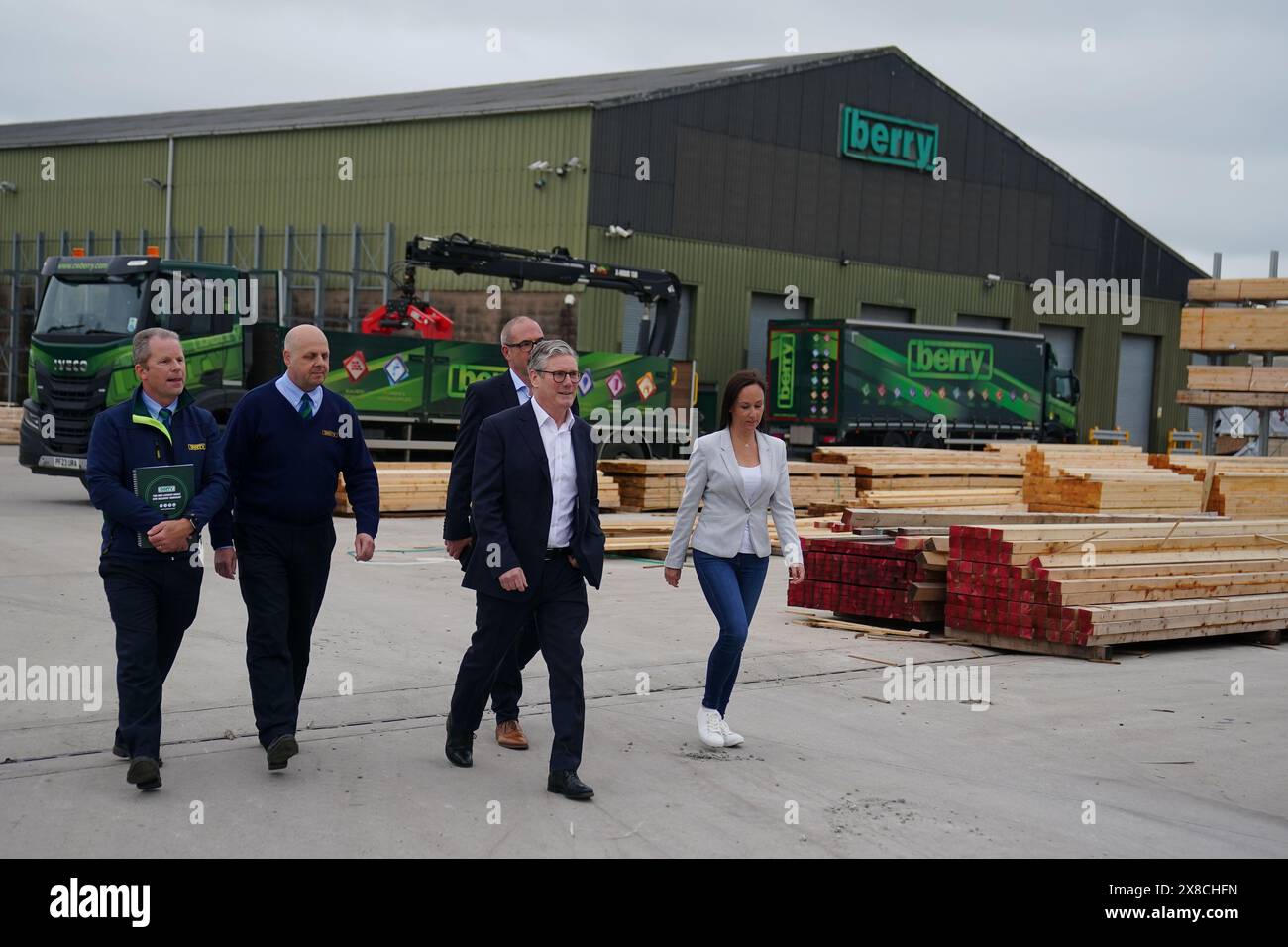 Labour leader Sir Keir Starmer during a visit to C&W Berry's Builders ...
