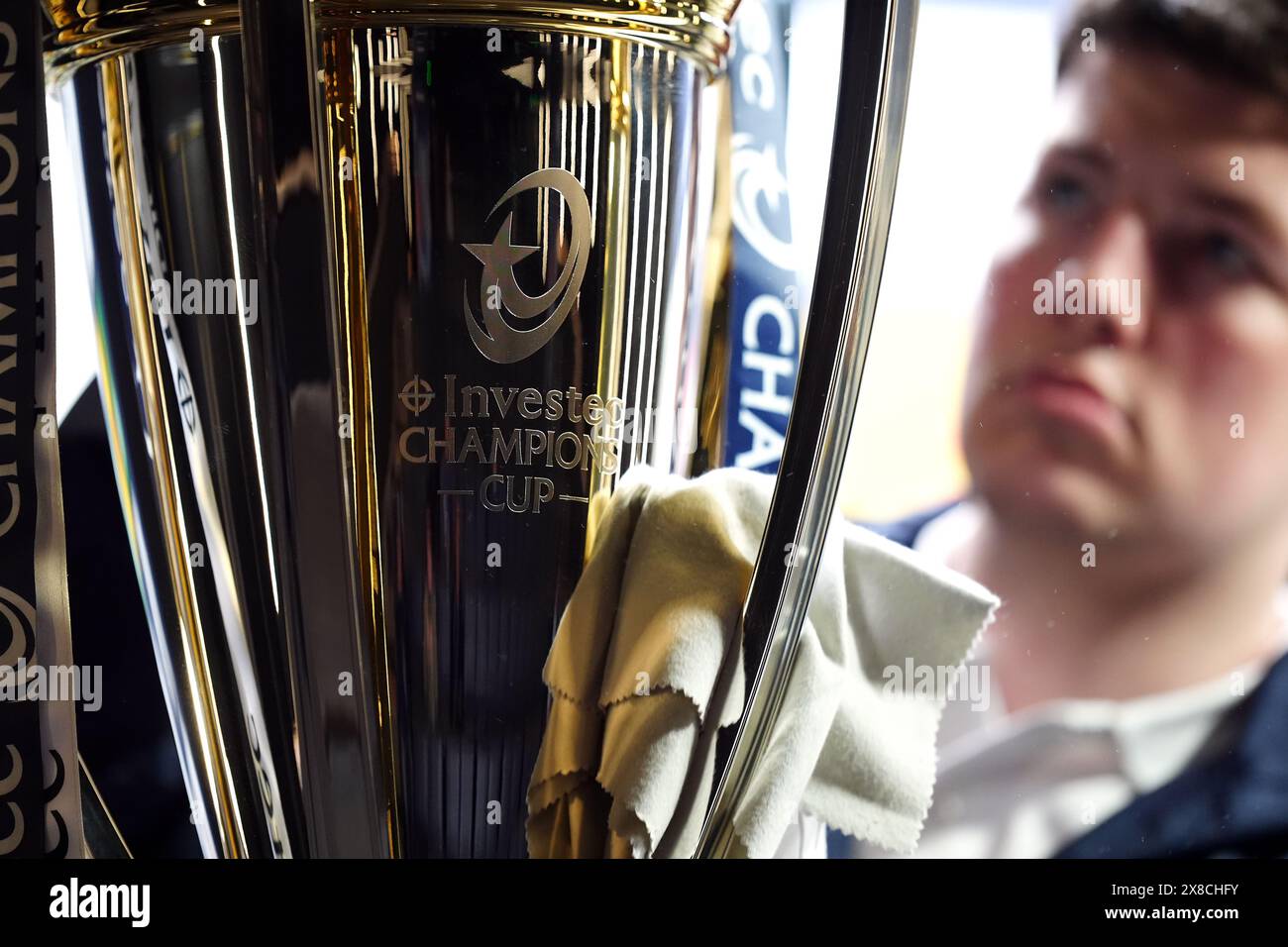 The Champions Cup trophy. Picture date: Friday May 24, 2024 Stock Photo ...