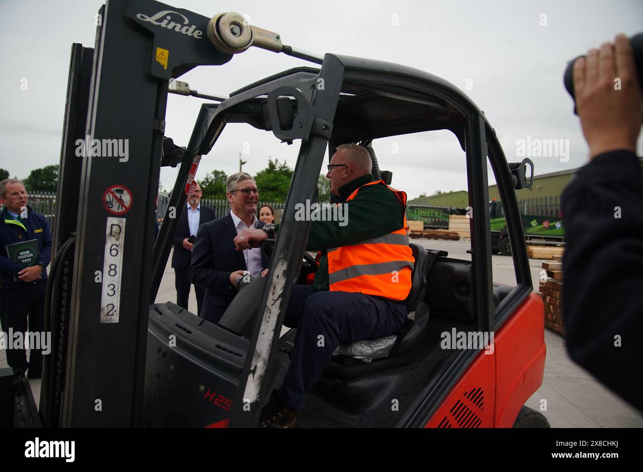 Labour leader Sir Keir Starmer speaks with Martin, a forklift truck ...