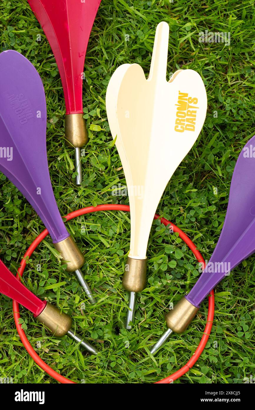 Crown Darts - a banned lawn darts set with metal tips Stock Photo - Alamy