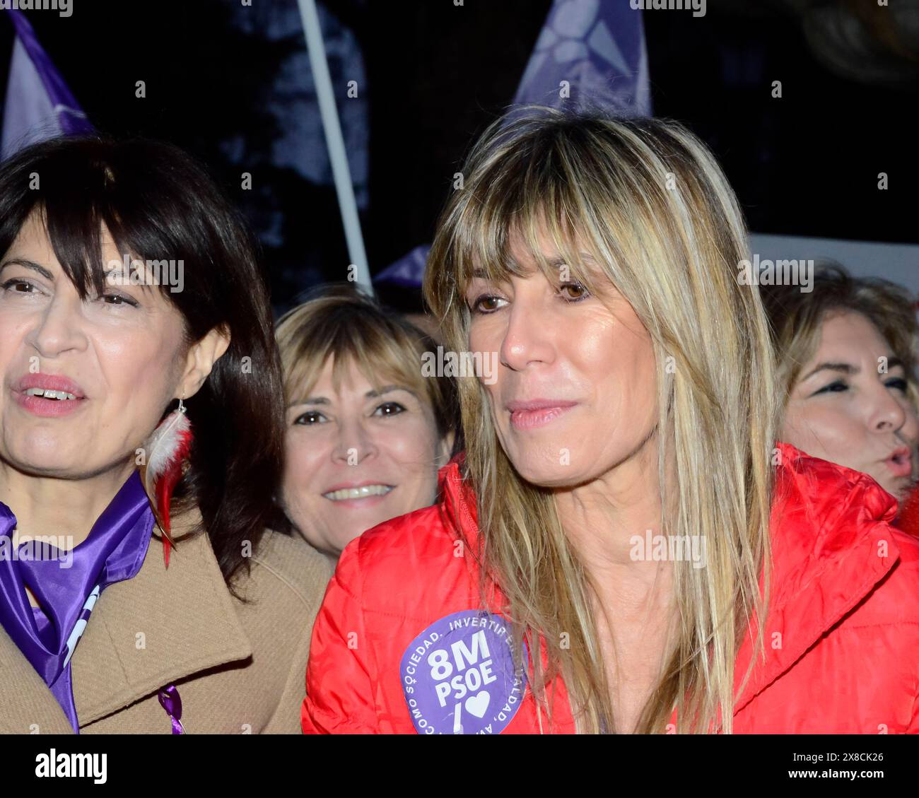 Begona Gomez, with of the Spanish Prime Minister during the 8M ...