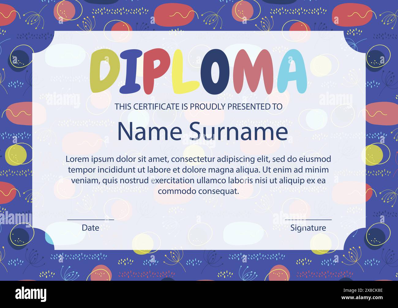 Cute colorful children certificate of achievement and appreciation ...