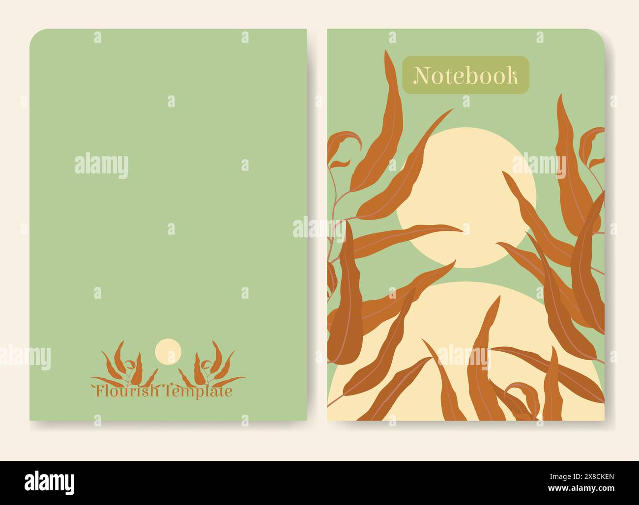 Botanical aesthetic minimalist notebook cover print. Abstract floral ...