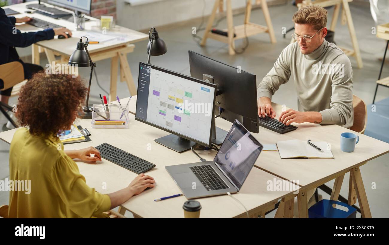 Group of Diverse Multiethnic Young Creative Colleagues Working On ...