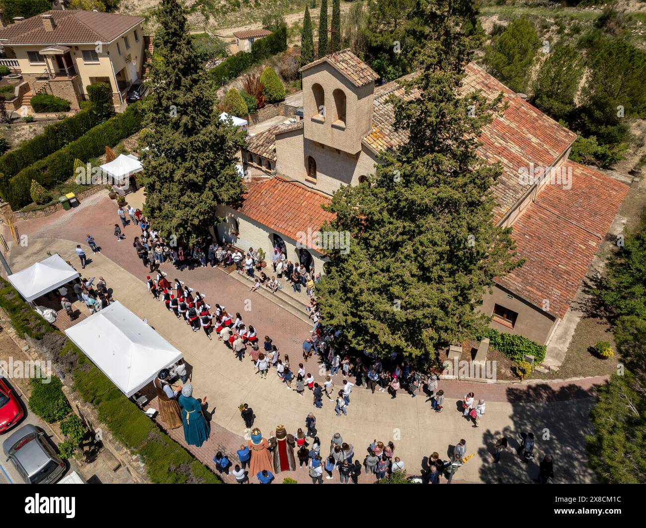 Aerial view of the Coca dance, at the Panellet festival, in Marganell ...