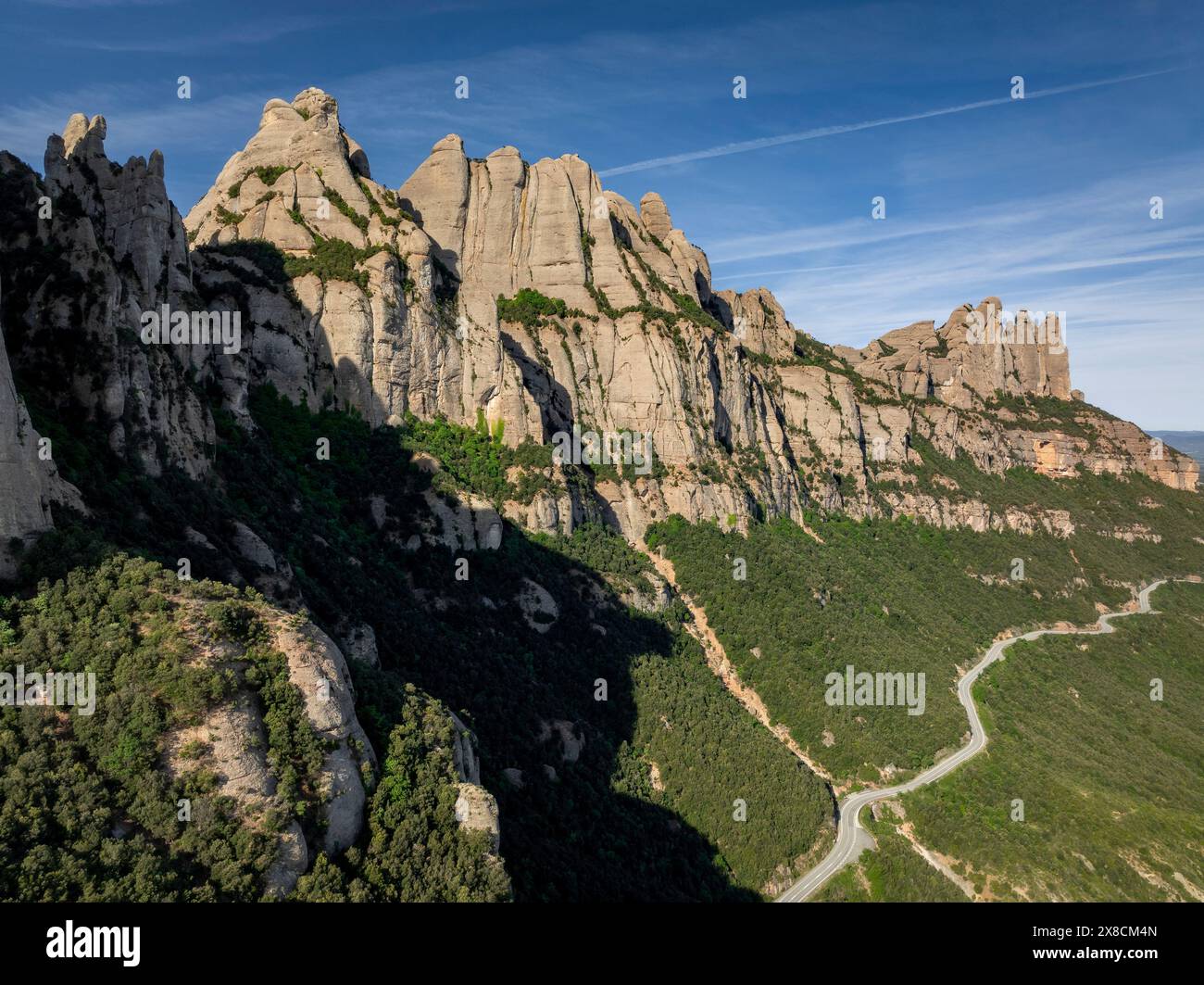Aerial view of the Montserrat mountain and the Ecos region (Bages ...