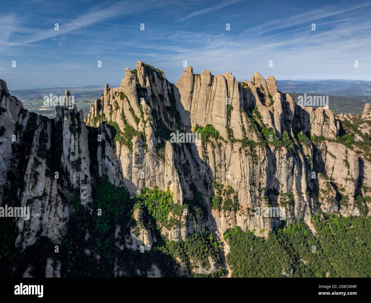 Aerial view of the Montserrat mountain and the Ecos region (Bages ...