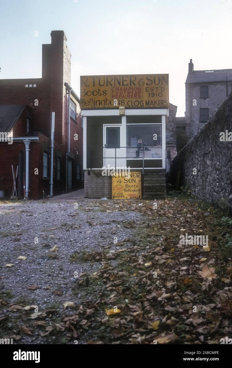 1970s archive photograph of premises of R Turner & Son, Lancashire clog ...
