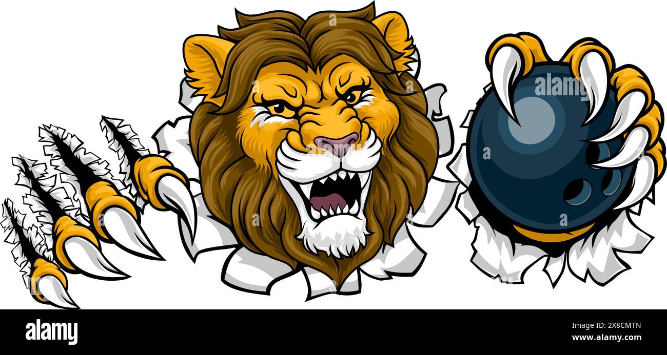 Lion Bowling Ball Animal Sports Team Mascot Stock Vector Image & Art ...