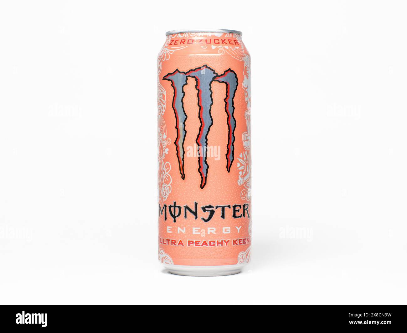 Monster Energy Ultra Peachy Keen beverage. The sugar free energy drink ...