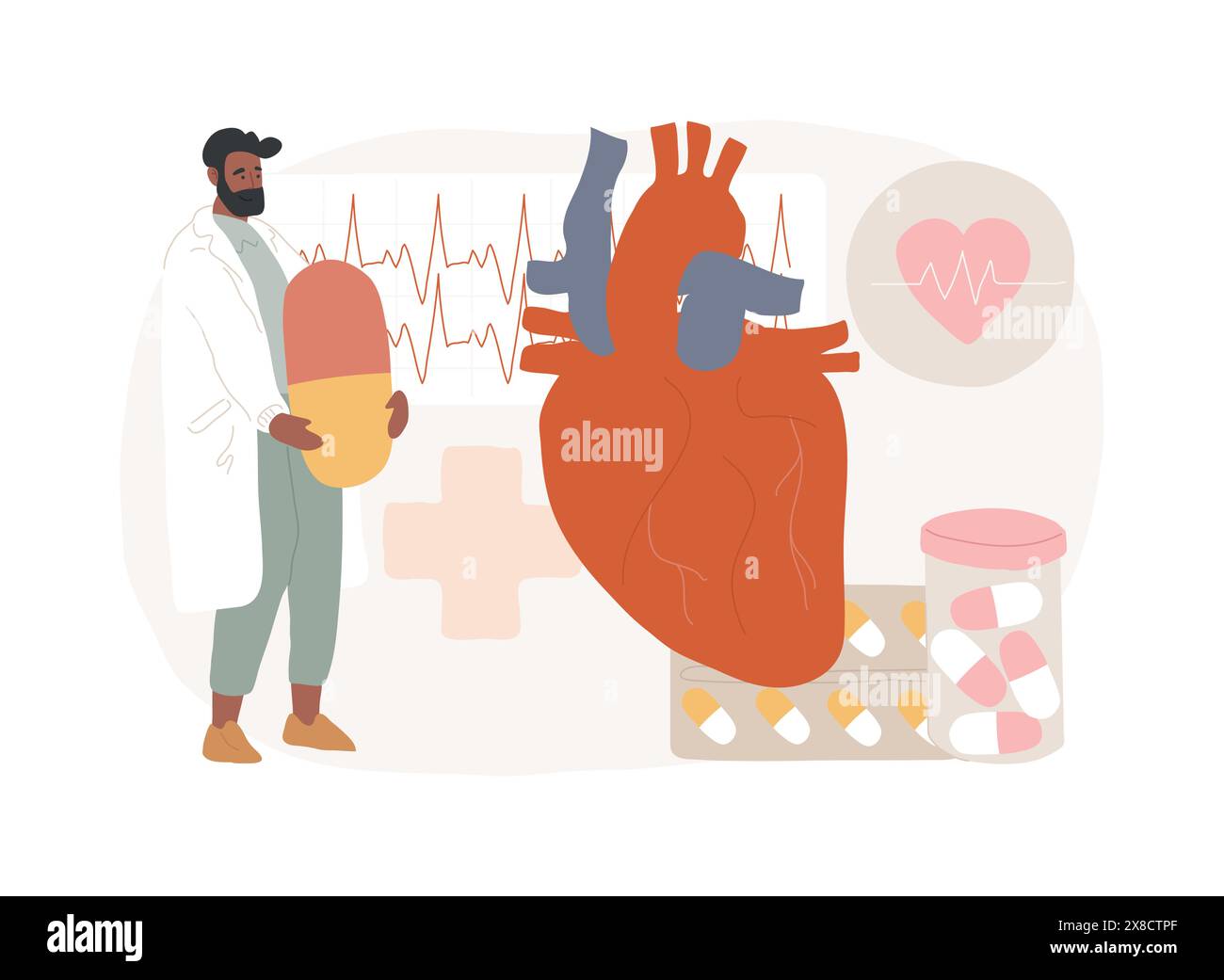 Heart disease treatment isolated concept vector illustration Stock ...