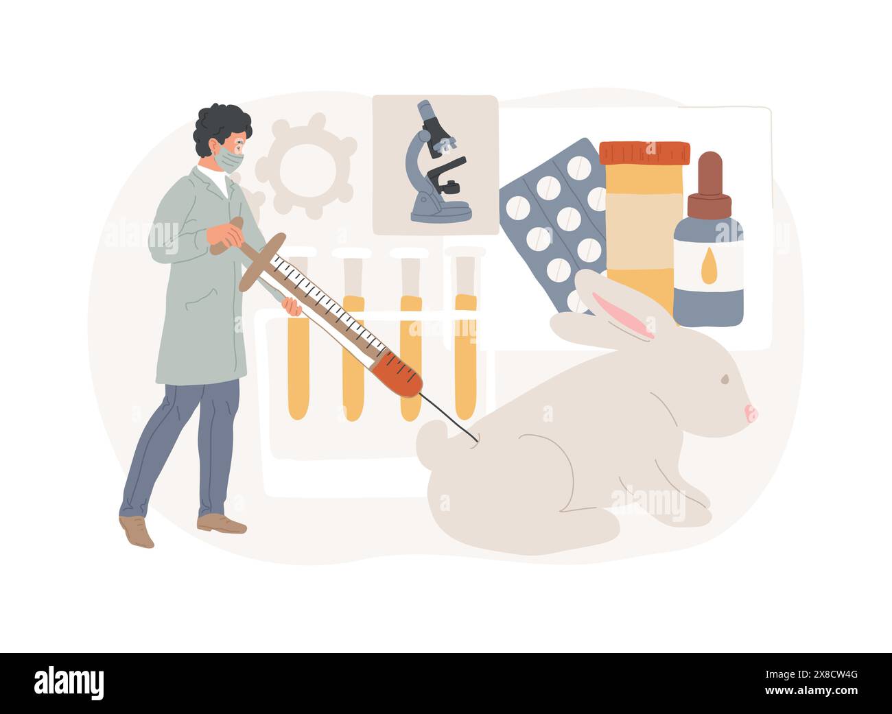 Animal testing of medicines isolated concept vector illustration Stock ...