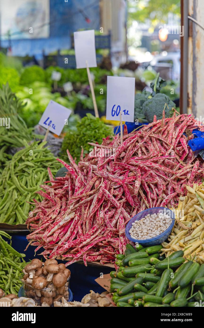 All Kind of Fresh Beans at Farmers Market Stall Stock Photo - Alamy