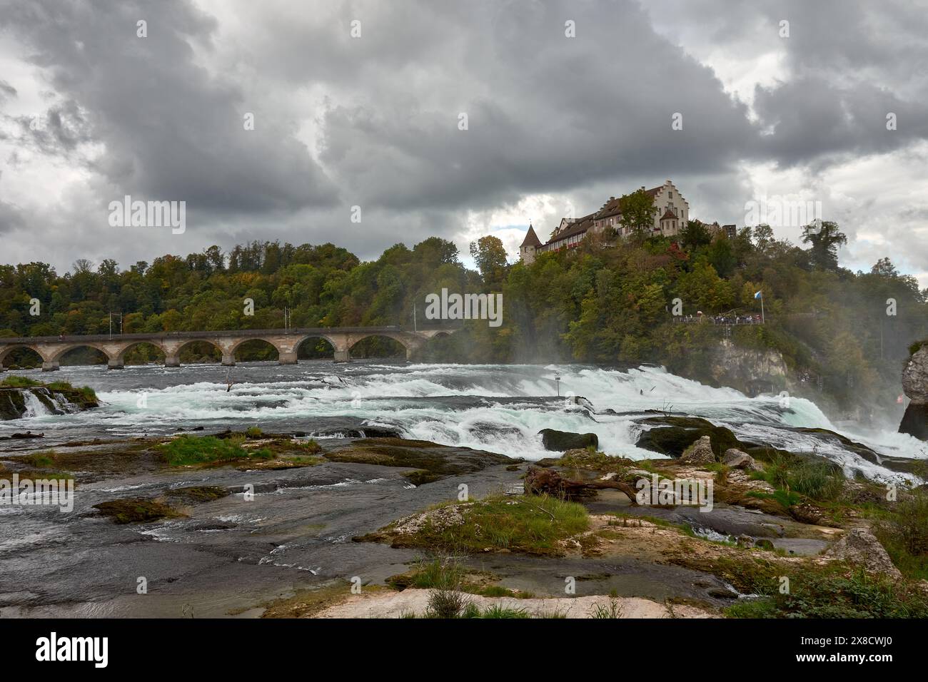 the Rhine Falls (Rheinfall) waterfall located in Neuhausen near ...