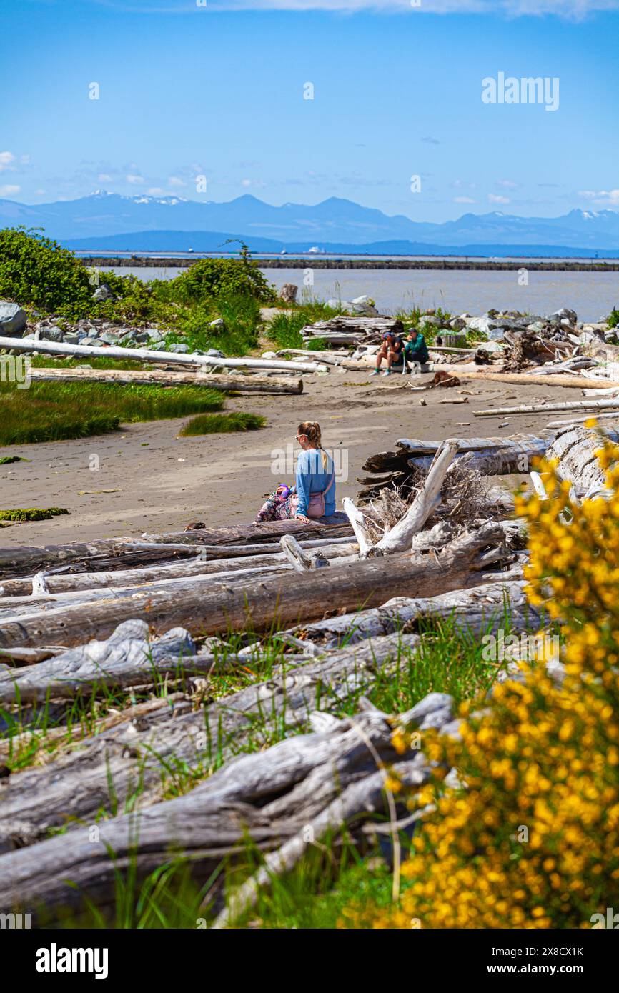 People enjoying the sunshine at Gary Point Park in British Columbia ...