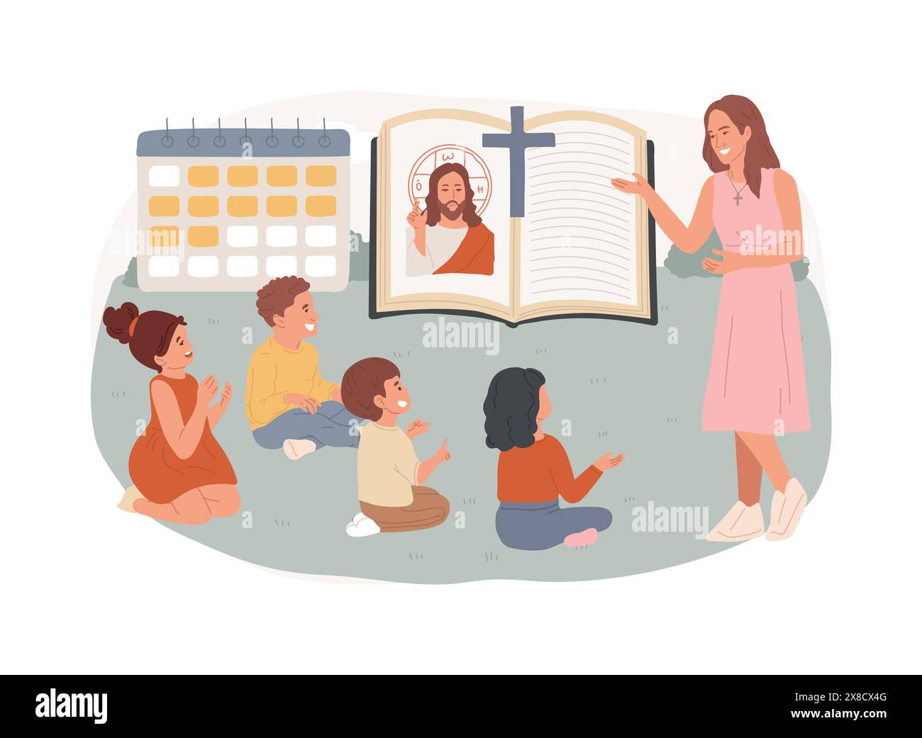 Religious summer camp isolated concept vector illustration Stock Vector ...