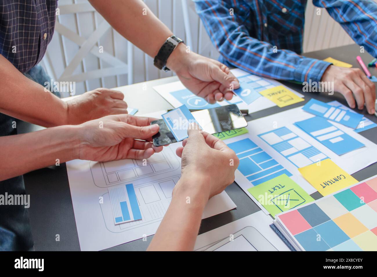 mobile application development team is studying and designing ux ui ...