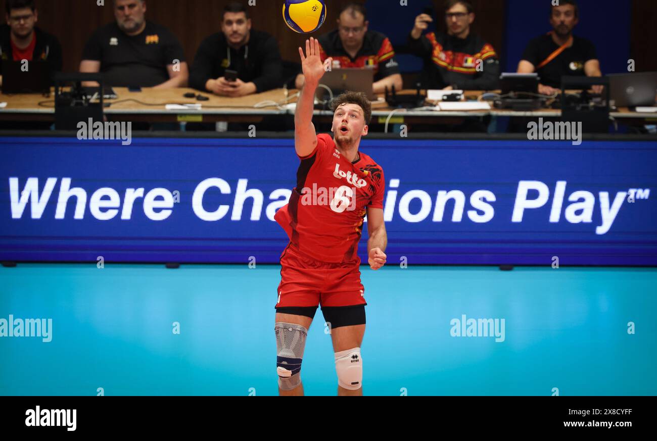 Beveren, Belgium. 24th May, 2024. Belgium's Simon Plaskie and pictured ...