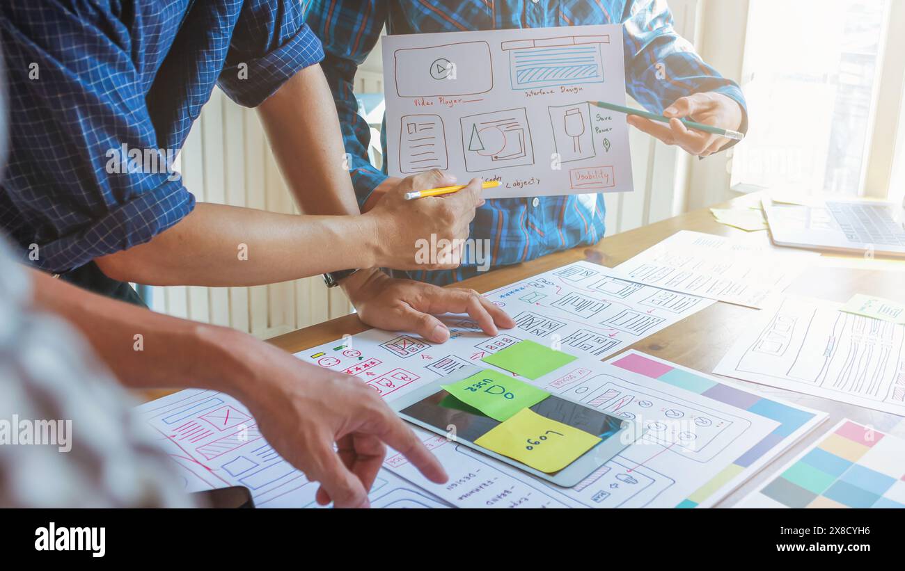 mobile application development team is studying and designing ux ui ...