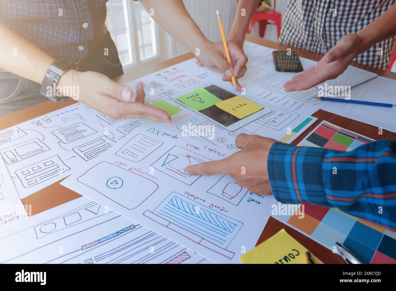 mobile application development team is studying and designing ux ui ...