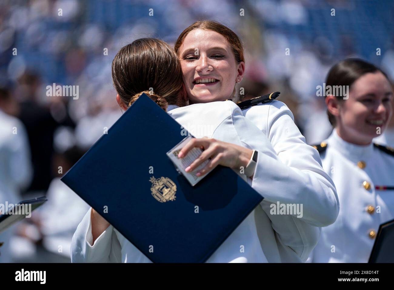 Annapolis, United States. 24th May, 2024. Two graduating midshipmen ...