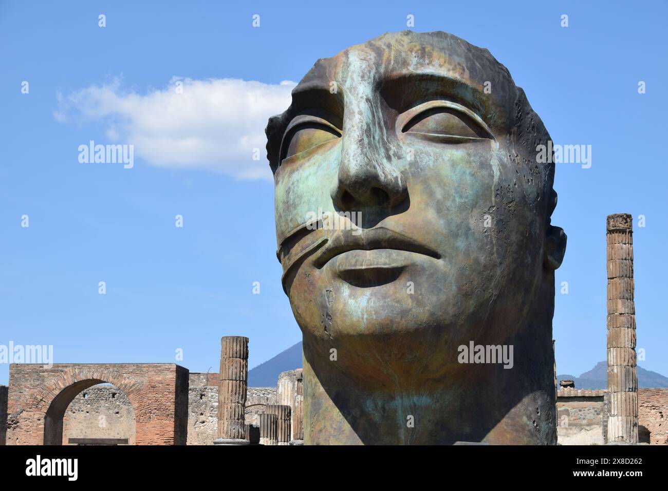 Head of Statue in Bronze, Pompeii Archaeological Site, near Mount ...