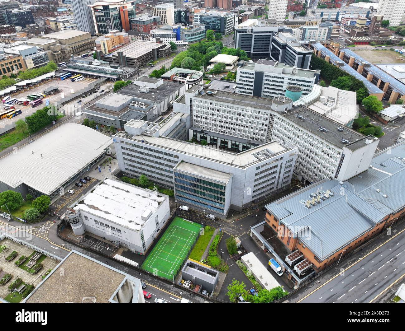 Aerial drone view of Caledonian University campus Glasgow Stock Photo ...