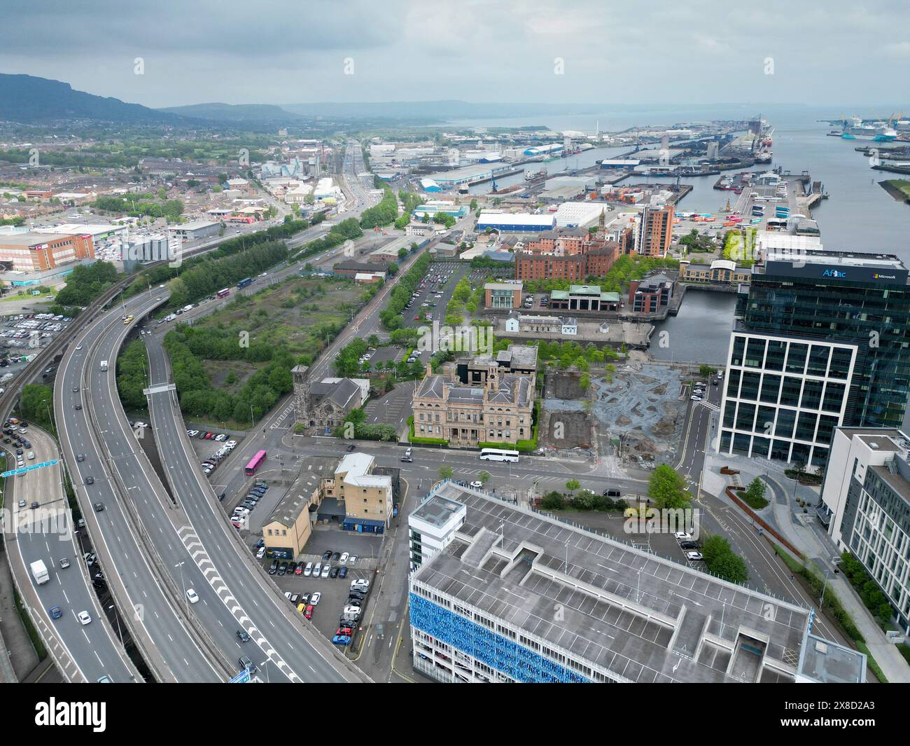 Aerial drone view of Belfast city centre Stock Photo - Alamy