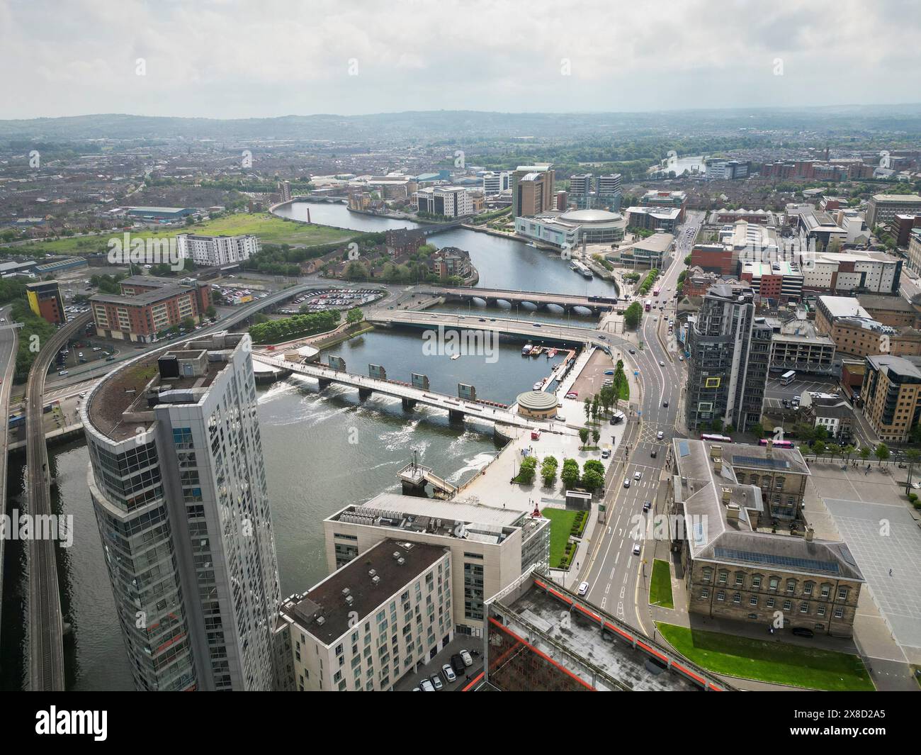 Aerial drone view of Belfast city centre Stock Photo - Alamy