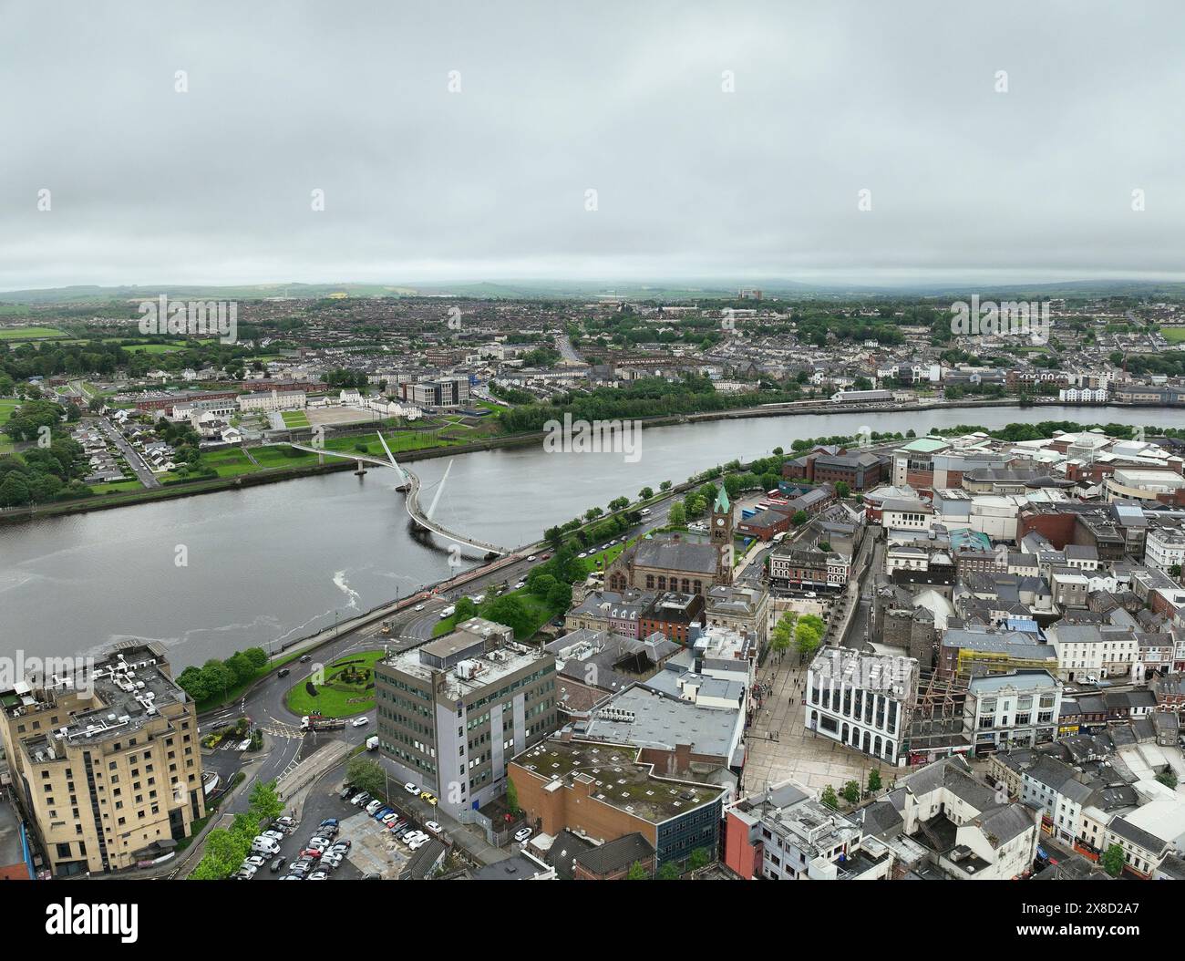 Aerial drone view of Derry Londonderry Northern Ireland Stock Photo - Alamy