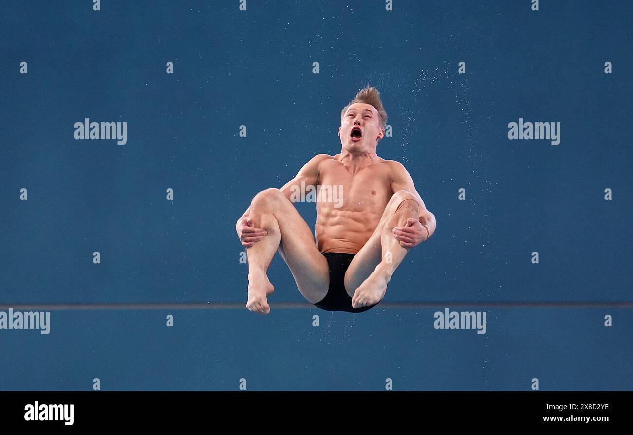 Jack Laugher on his way to winning gold in the Mens 3m final, on day ...