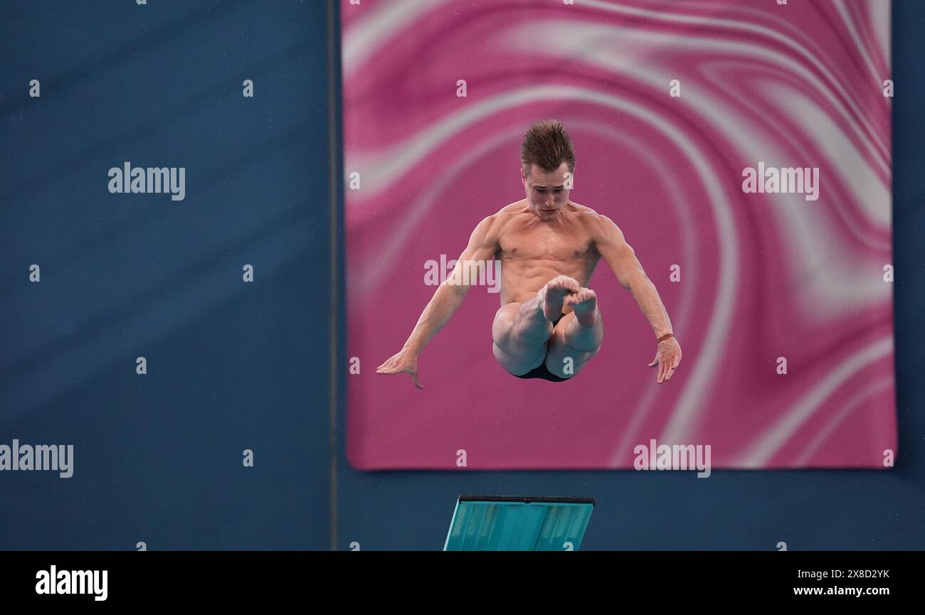 Jack Laugher on his way to winning gold in the Mens 3m final, on day ...