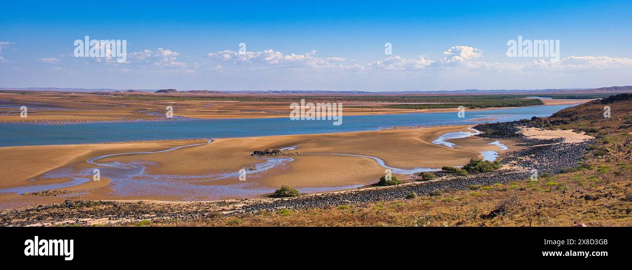 Panorama of mudflats with channels at the remote Butcher Inlet, at the ...
