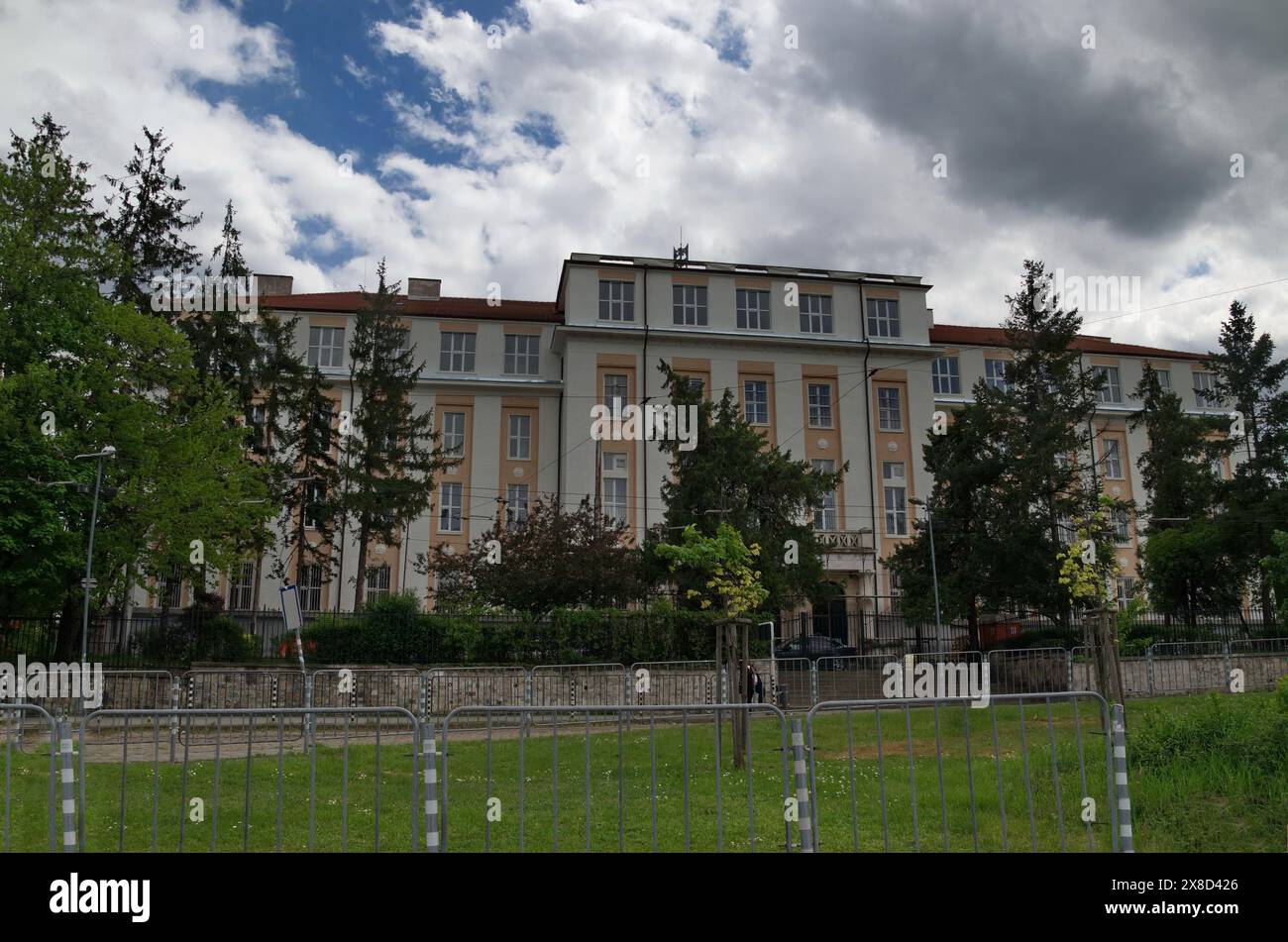 A view of part of the beautiful building of the Sofia High School of ...