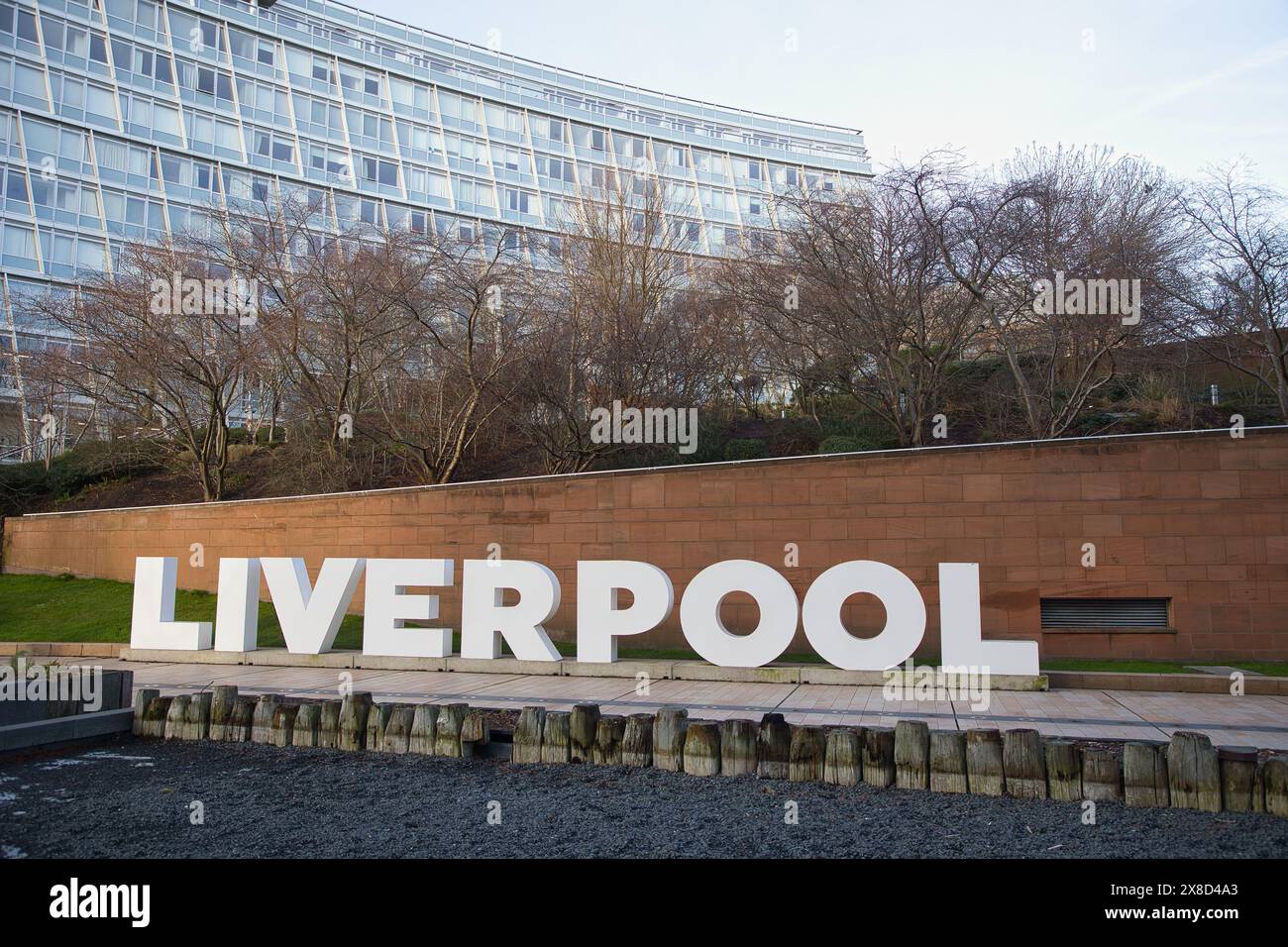 Liverpool in capital letters at the entrance of Liverpool ONE Stock ...