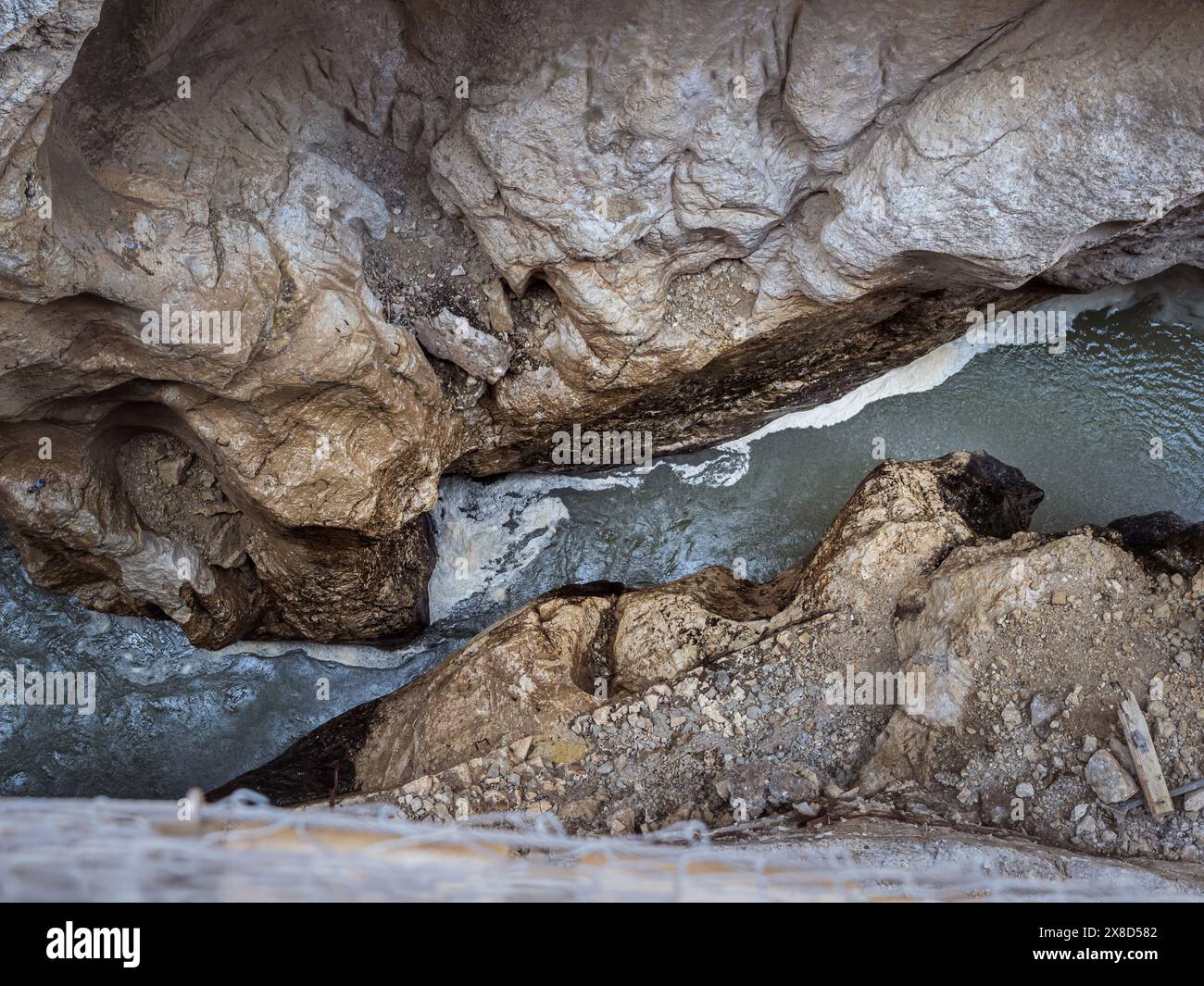 Top down view of the Gaitanes canyon gorge at the El Caminito del Rey ...