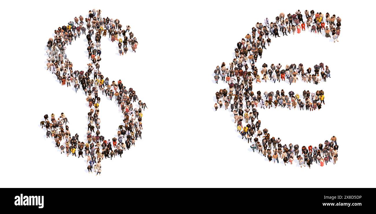 Concept or conceptual large community of people forming the $ and ...